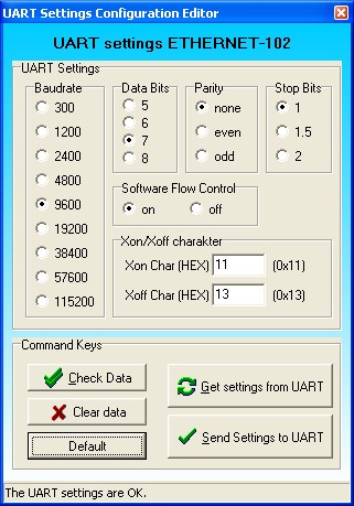 Change UART Settings tool